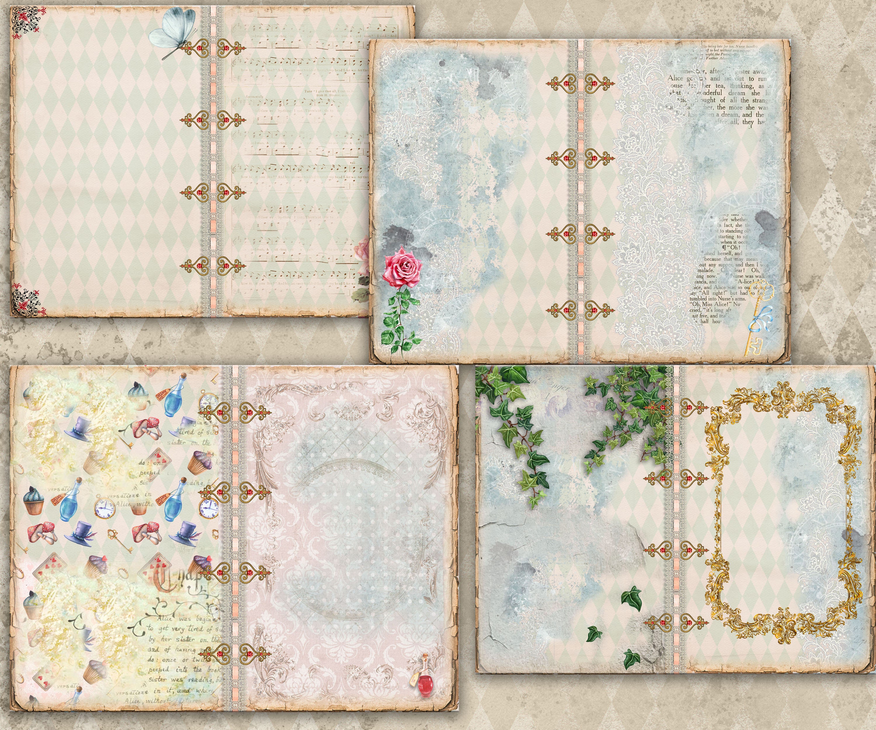 Junk Journal simply Alice Journaling Kit / - Etsy