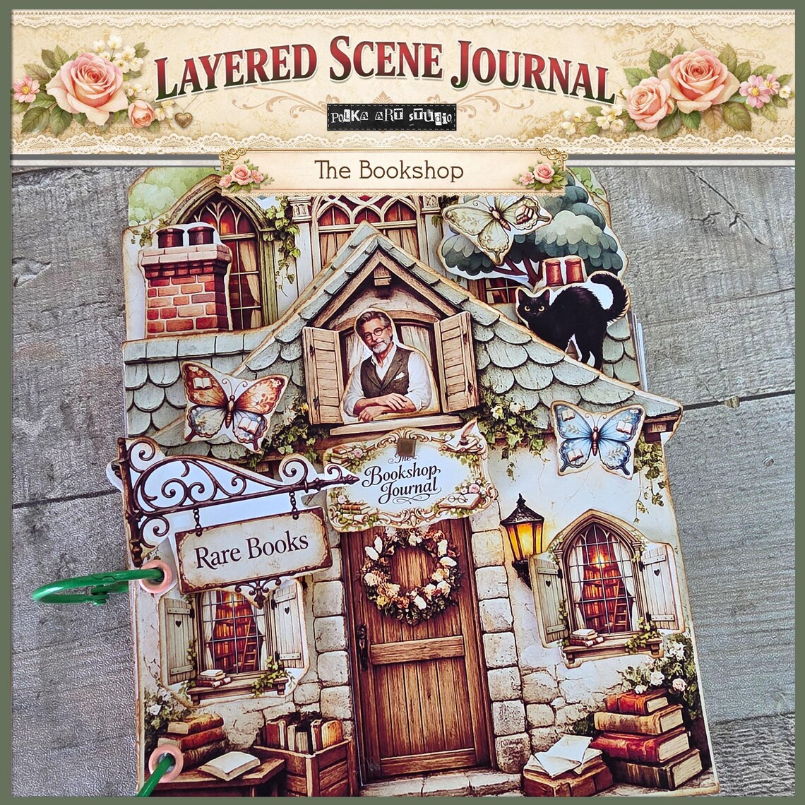 Bookshop Layered Scene Journal Kit | Printable Journaling Project ...