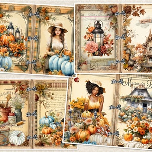 Digital Junk Journal Kit Fall, Autumn Pumpkin Harvest, Thanksgiving ...