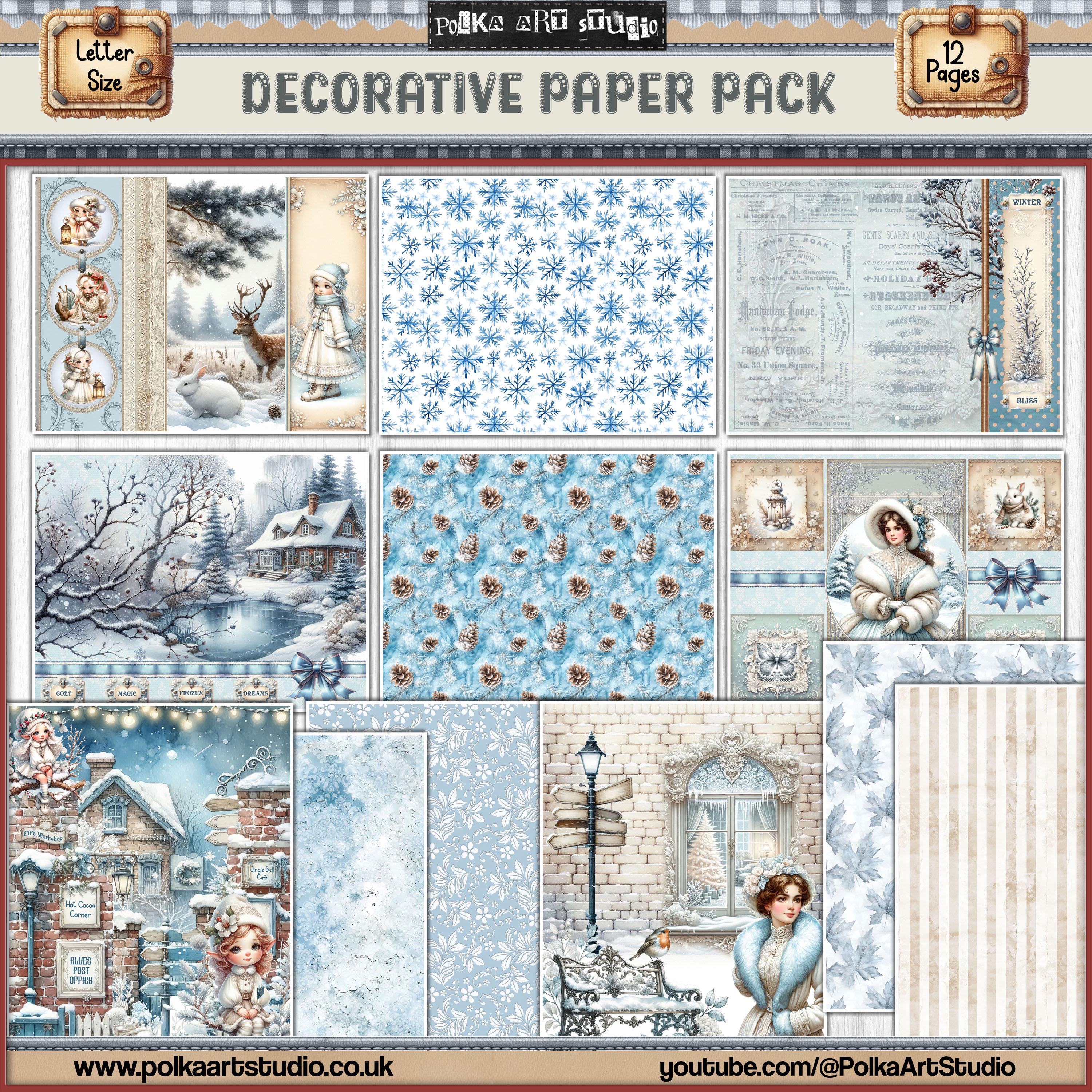 White Christmas Digital Paper Pack: Vintage Scrapbook Pages (instant ...