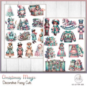 Pastel Christmas Fussy Cuts: Vintage Ephemera Stickers (digital ...