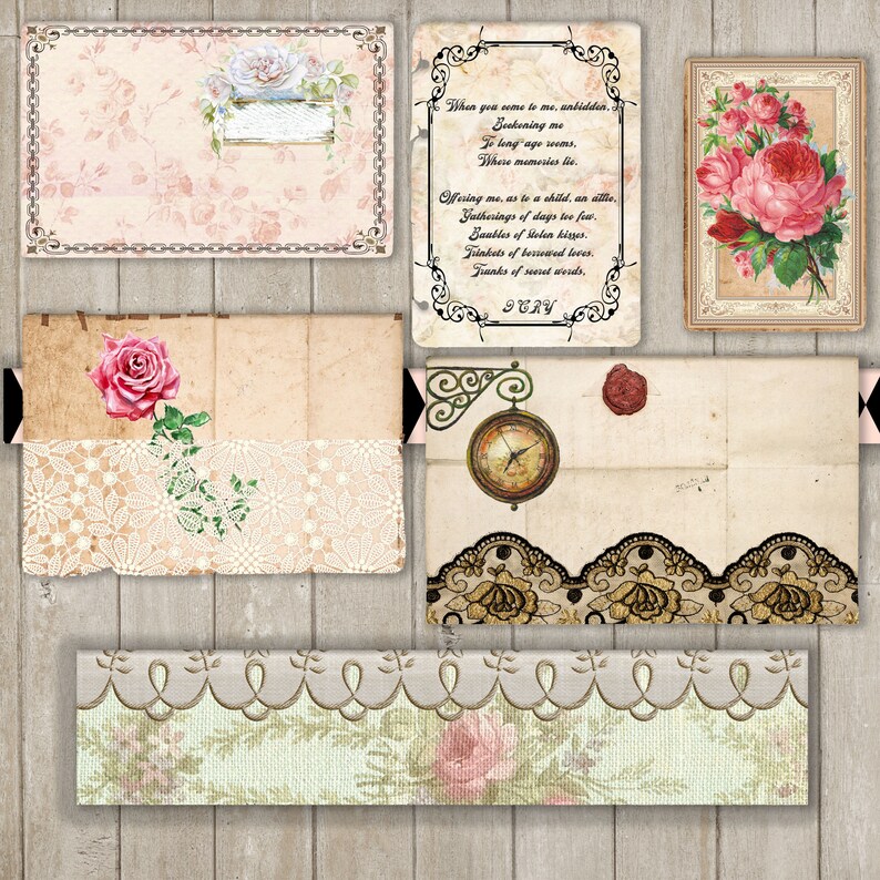 Junk Journal love Poems / Shabby Printable Papers - Etsy