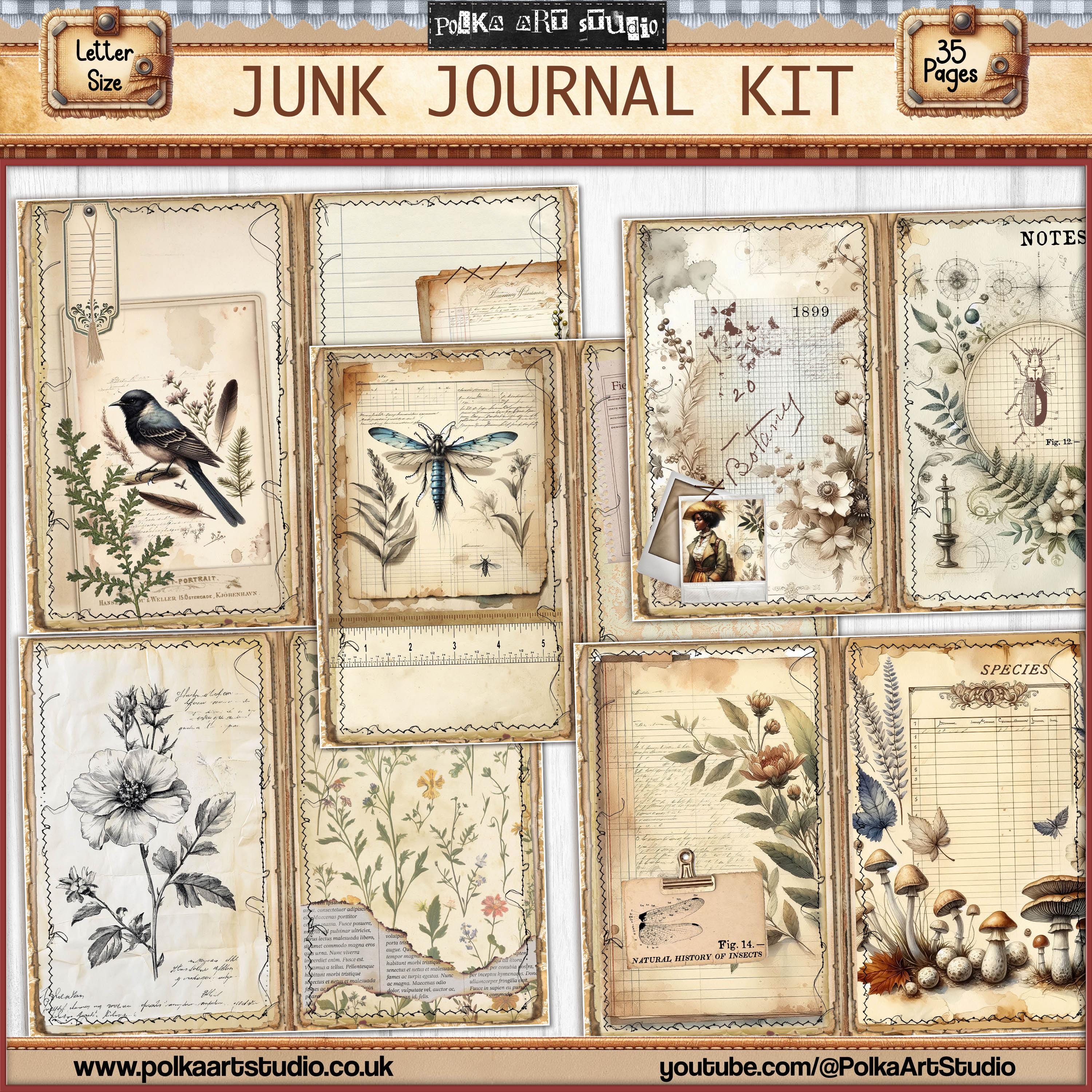 Vintage Botanical Junk Journal Kit: Antique Field Notes (digital ...