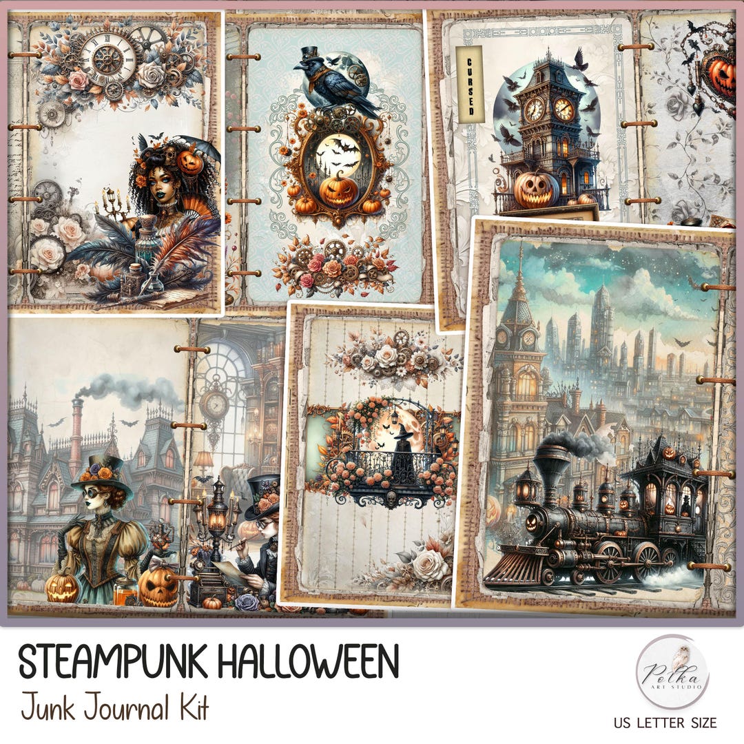 Steampunk Halloween Junk Journal Kit: Romantic Fall Ephemera (digital ...