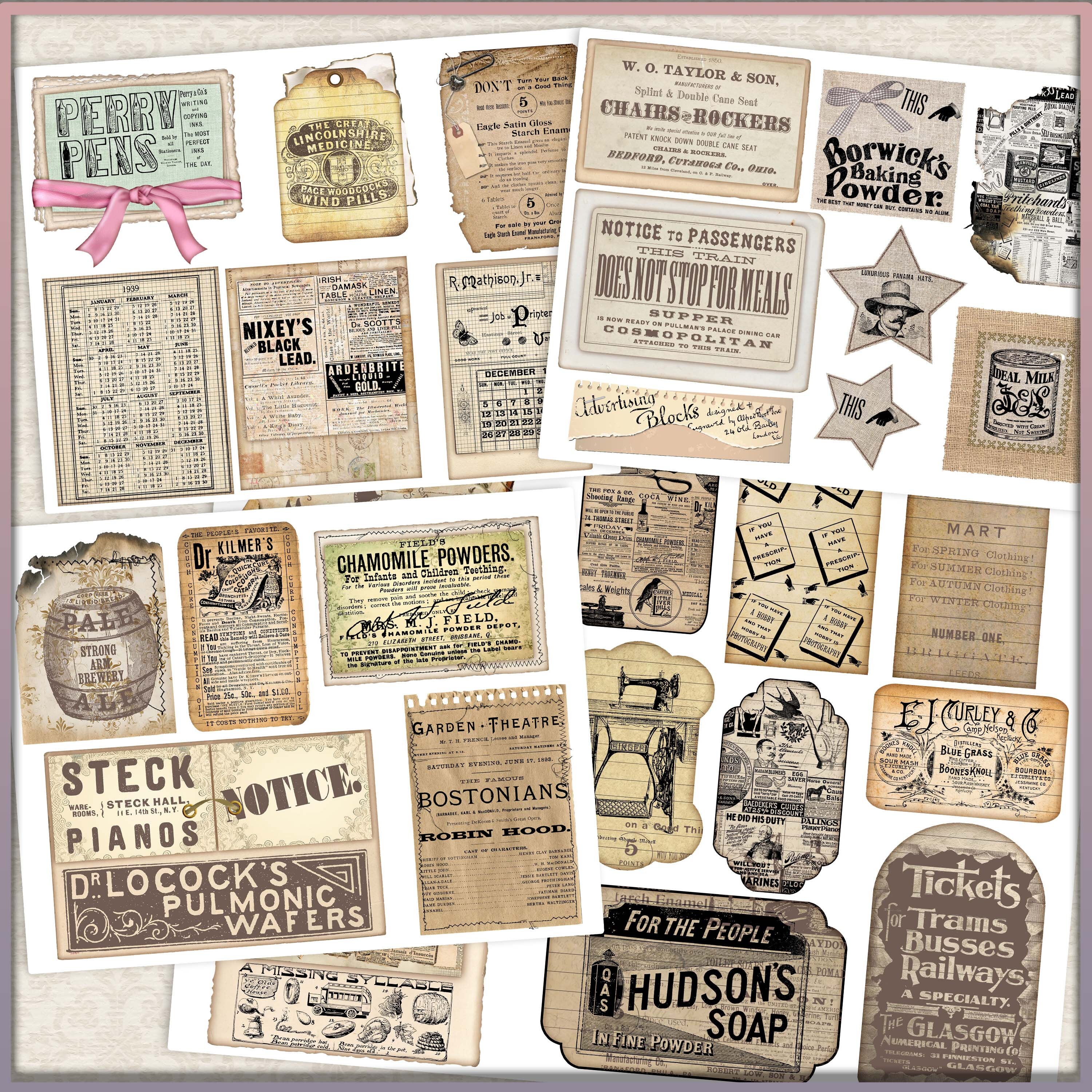 Vintage Ephemera: Victorian Adverts, Labels, Tags (digital Printable ...