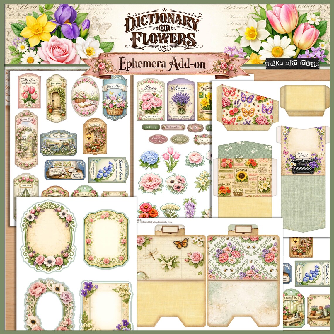 Dictionary of Flowers Ephemera Pack | Botanical Junk Journal Ephemera ...