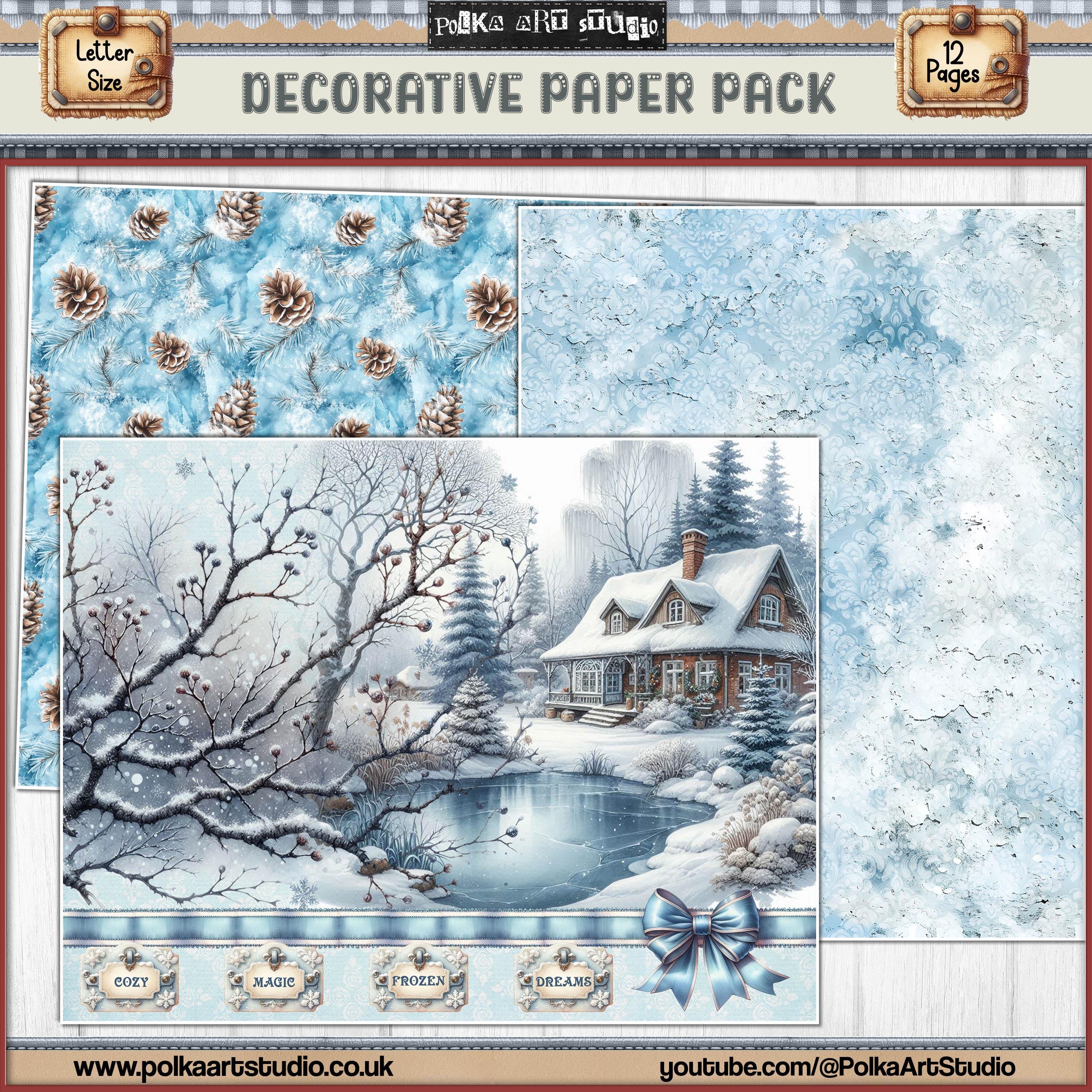 White Christmas Digital Paper Pack: Vintage Scrapbook Pages (instant ...