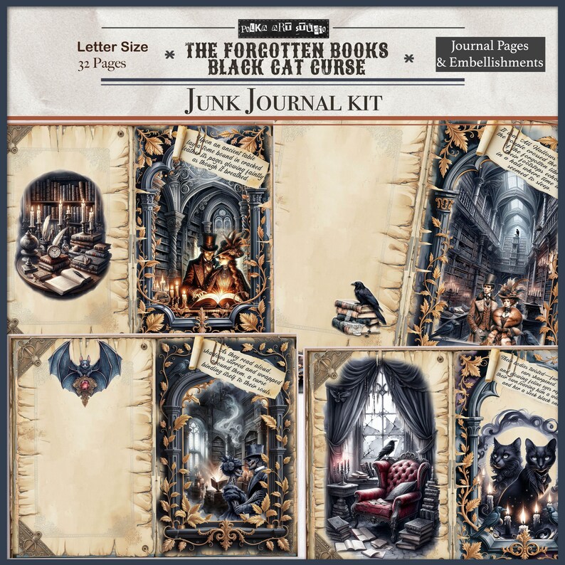 Digital Gothic Story Junk Journal Kit - Printable Halloween Journaling ...