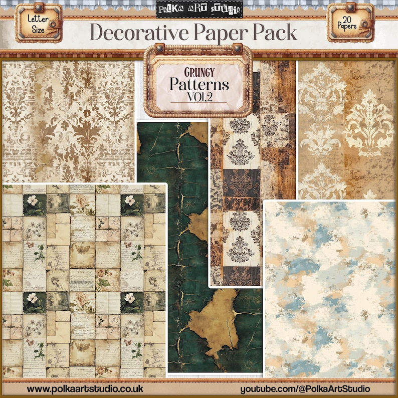 Grungy Vintage Paper Pack: Distressed Textures, Collage, Scrapbooking ...