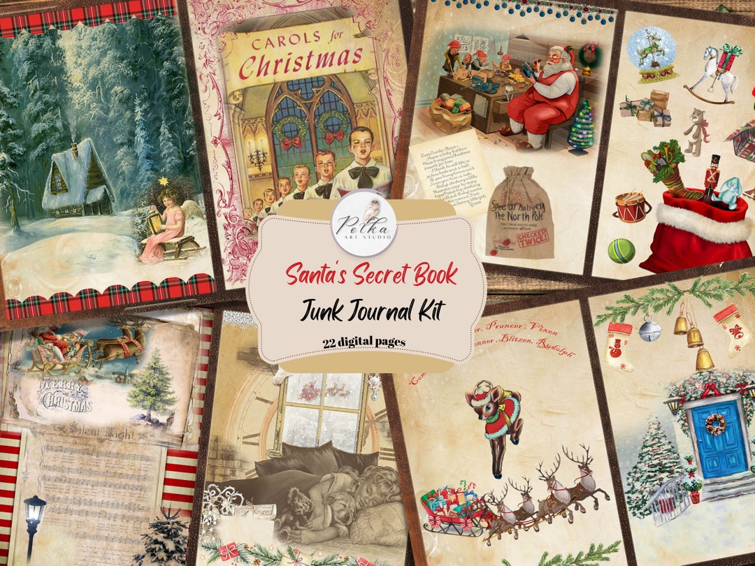 Junk Journal Kit "santa's Secret Book Christmas", Digital Christmas ...