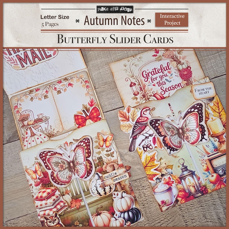 Vintage Fall Ephemera Junk Journal Kit | Interactive Slider Card ...