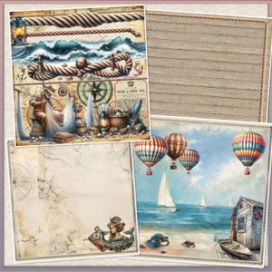 Vintage Marine Scrapbook Paper Kit: Coastal Journal Pages (digital ...