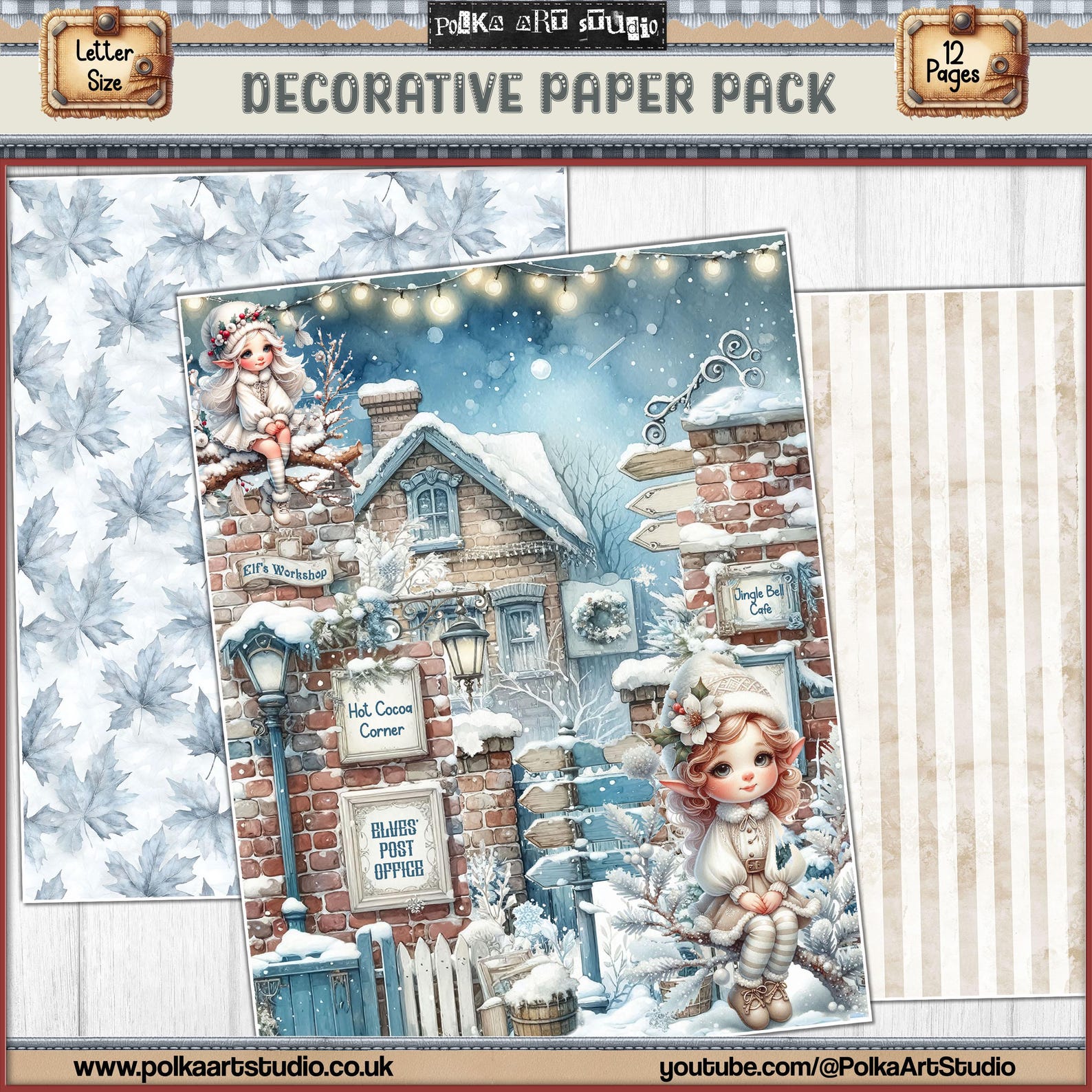 White Christmas Digital Paper Pack: Vintage Scrapbook Pages (instant ...