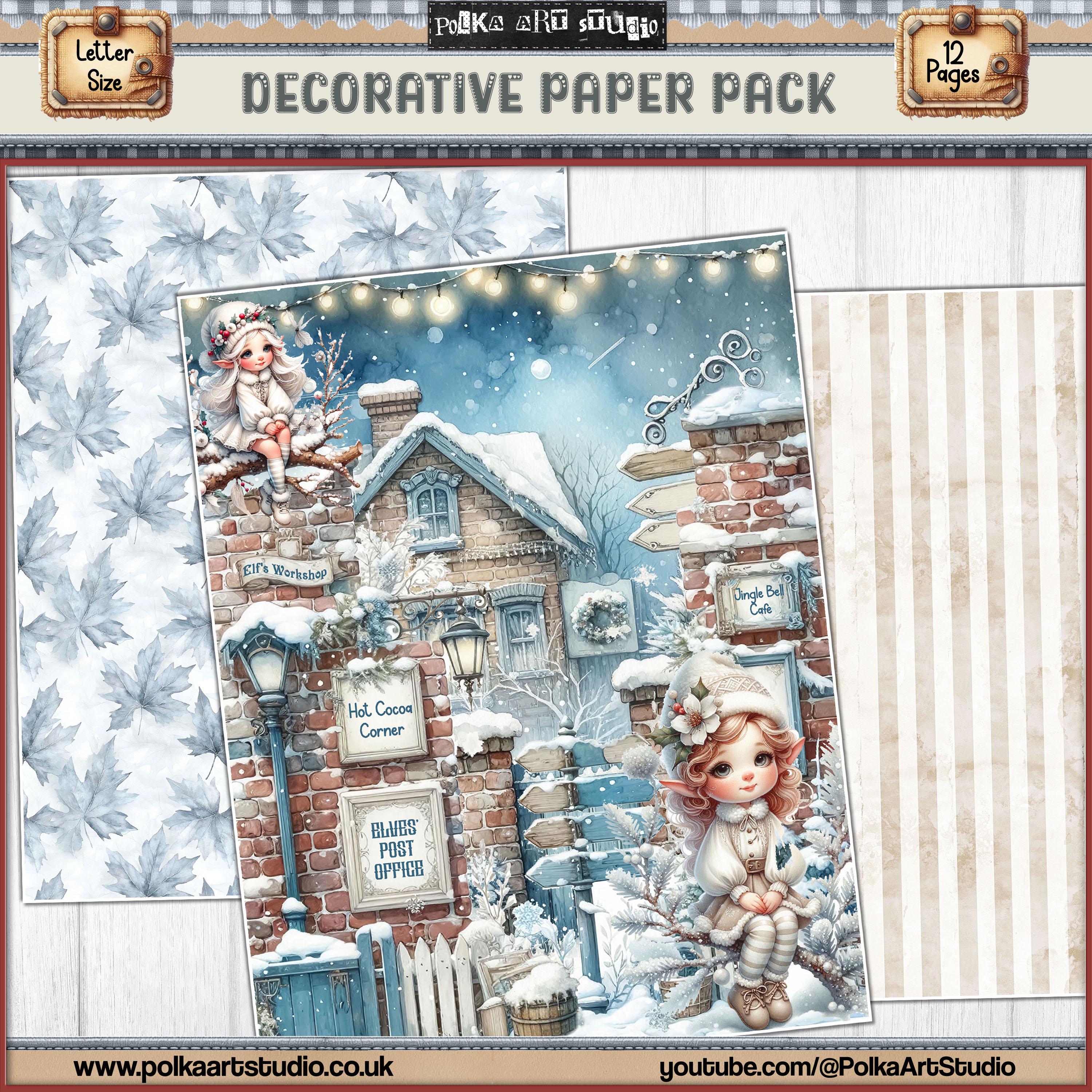 White Christmas Digital Paper Pack: Vintage Scrapbook Pages (instant ...