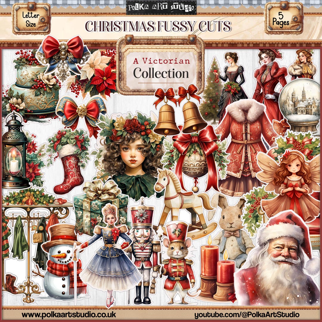 Victorian Christmas Clipart Stickers: Fussy Cuts Ephemera (digital ...