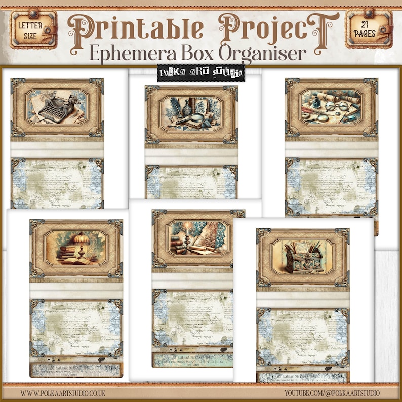 Vintage Ephemera Organizer Box: Printable Junk Journal Kit (digital ...