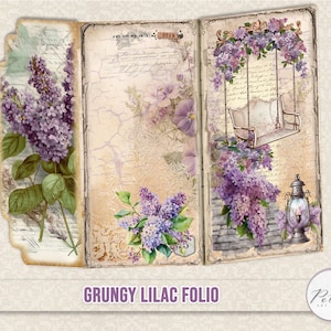 Lilac Junk Journal Folio: Vintage Ephemera, Floral Scrapbook (digital ...