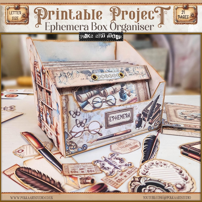 Vintage Ephemera Organizer Box: Printable Junk Journal Kit (digital ...