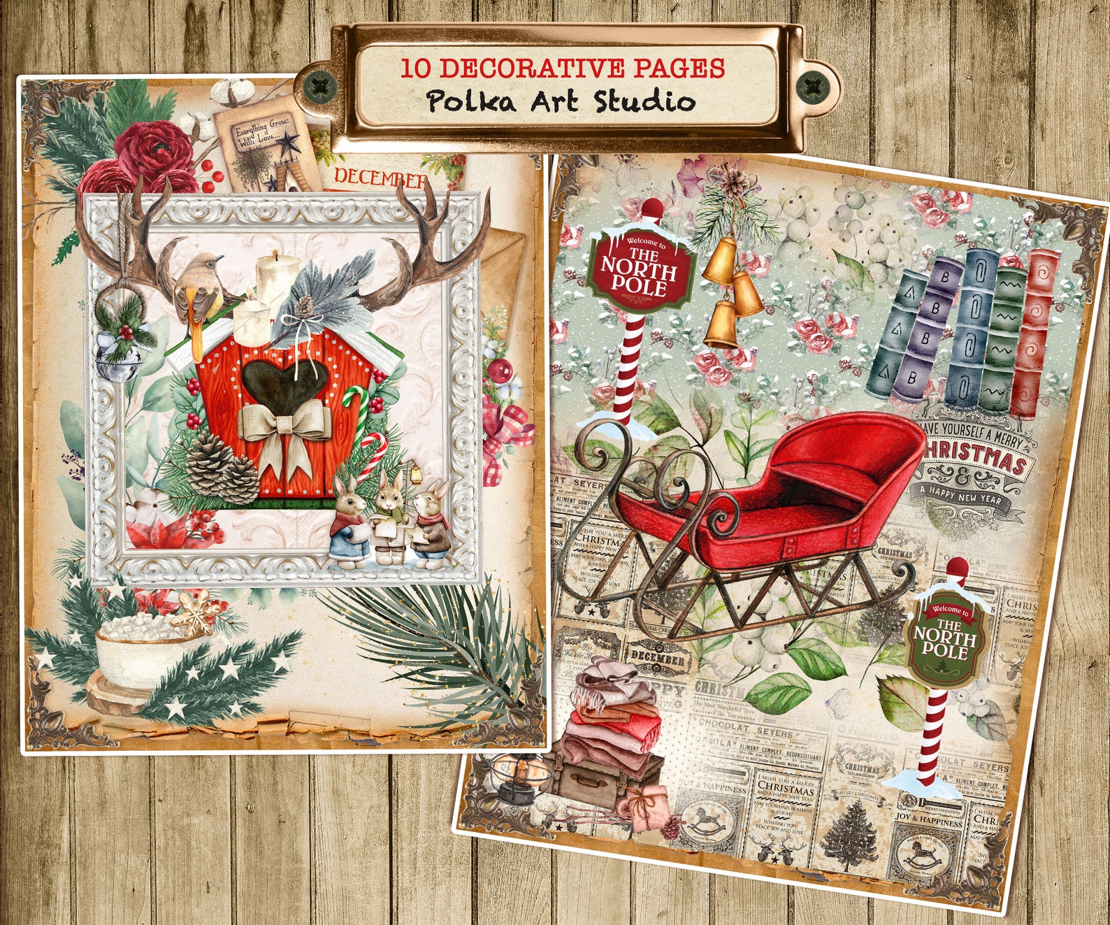 Junk Journal Christmas Scrapbook Paper 10 Digital Printable - Etsy UK
