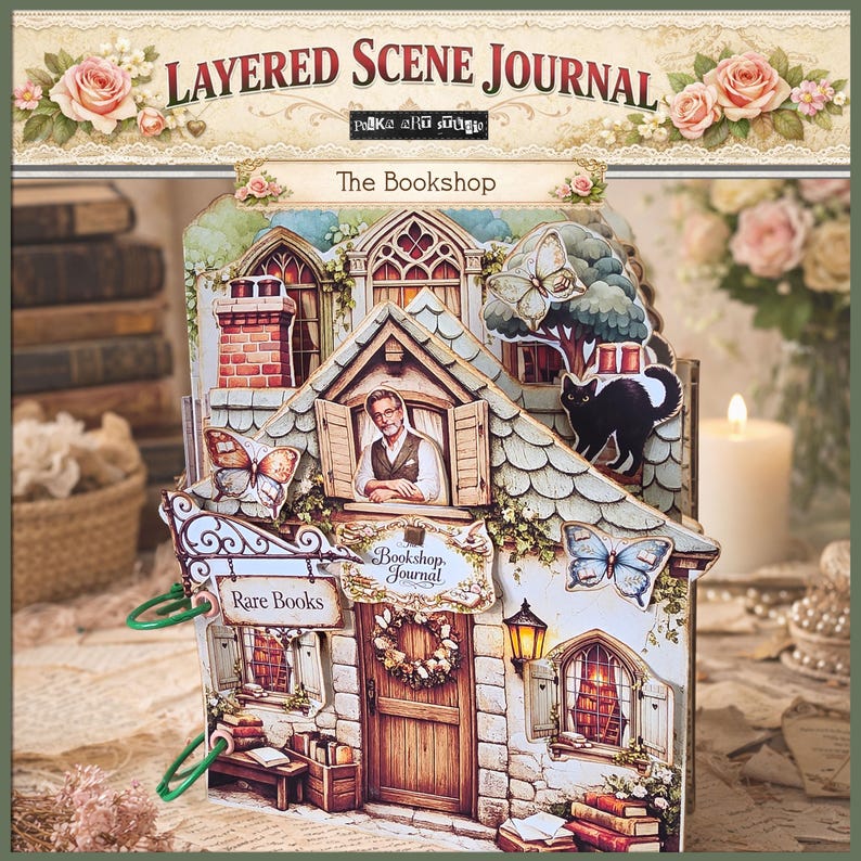 Bookshop Layered Scene Journal Kit | Printable Journaling Project ...