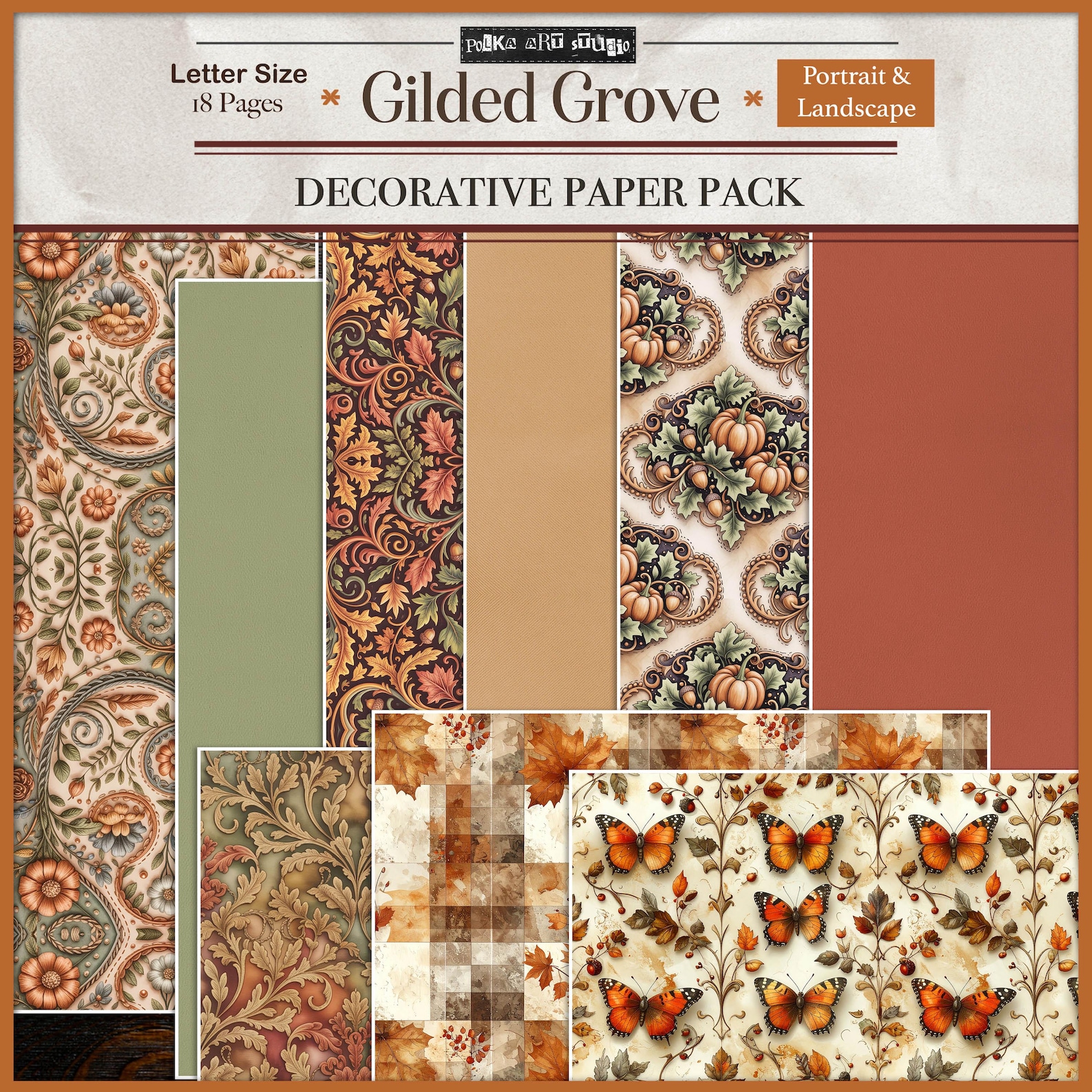 Autumn Paper Pack | Victorian Fall Scrapbook Backgrounds | Vintage ...