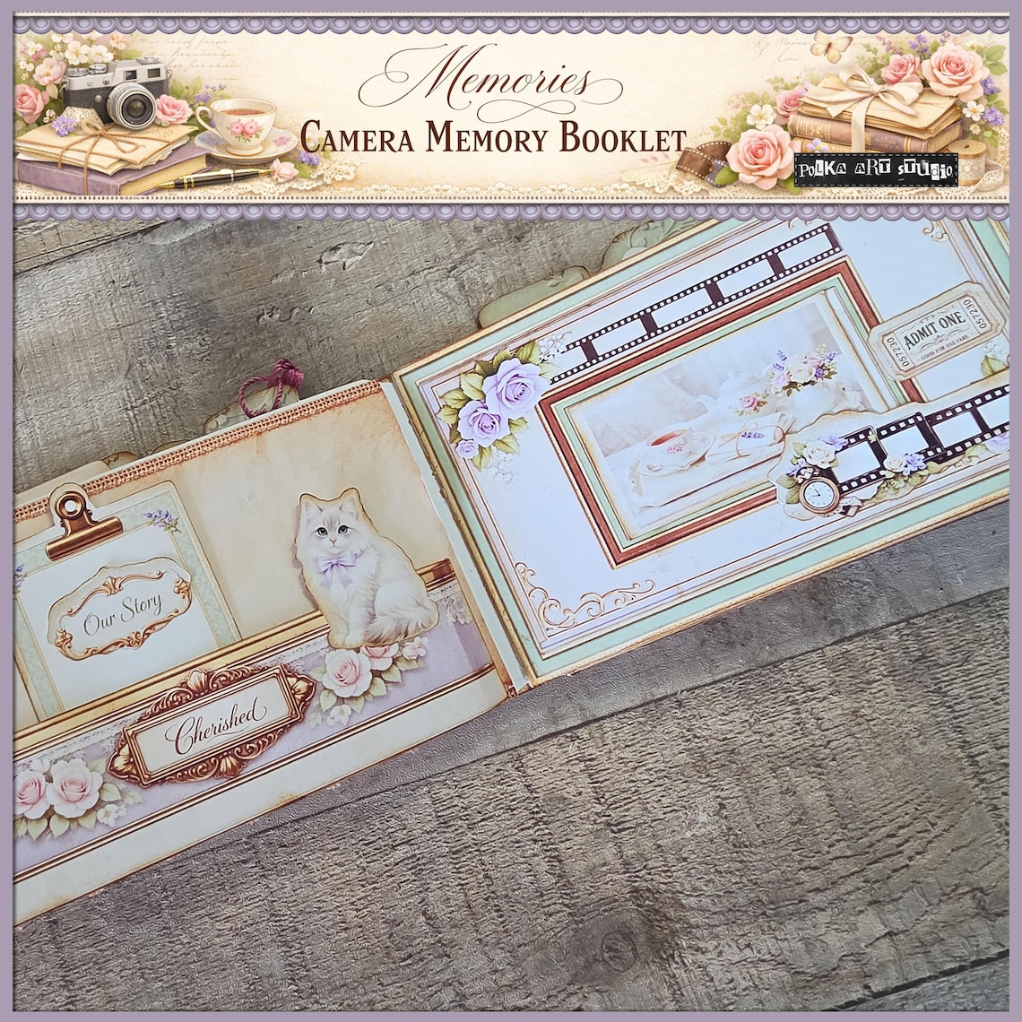 Camera Memory Booklet – Shabby Chic Mini Memories Album for Photos ...