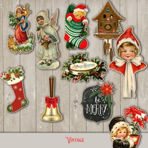 Junk Journal Christmas Fussy Cuts Collection - 7 Pages - Vintage ...