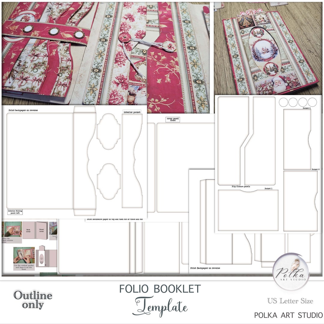 Junk Journal Folio Booklet Outline Template: Trifold Digi Kit (digital ...