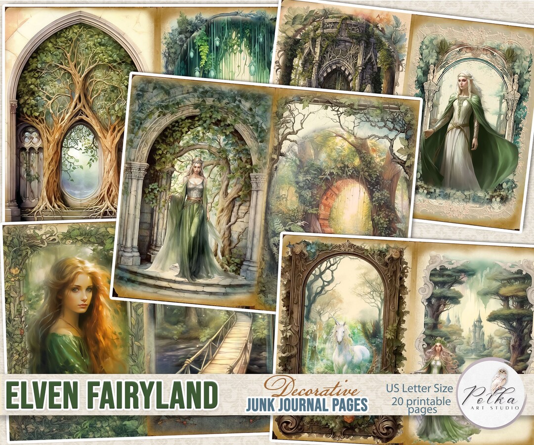 Junk Journal Kit Fantasy Elven Kingdom, Vintage Journal, Medieval Elves ...