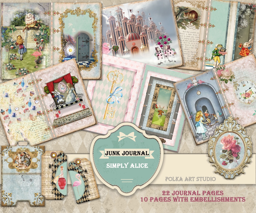 Simply Alice Junk Journal Kit: Wonderland Scrapbooking (digital ...