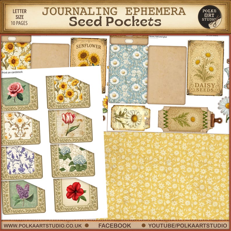 Vintage Seed Pocket Printables: Junk Journal Ephemera Kit (digital ...