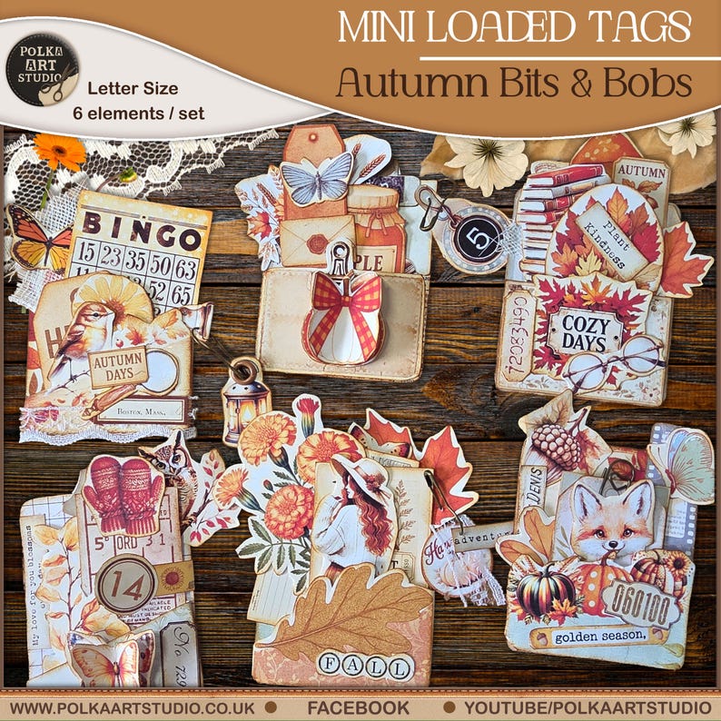 Autumn Junk Journal Tags Kit: Cozy Fall Ephemera (digital Download ...