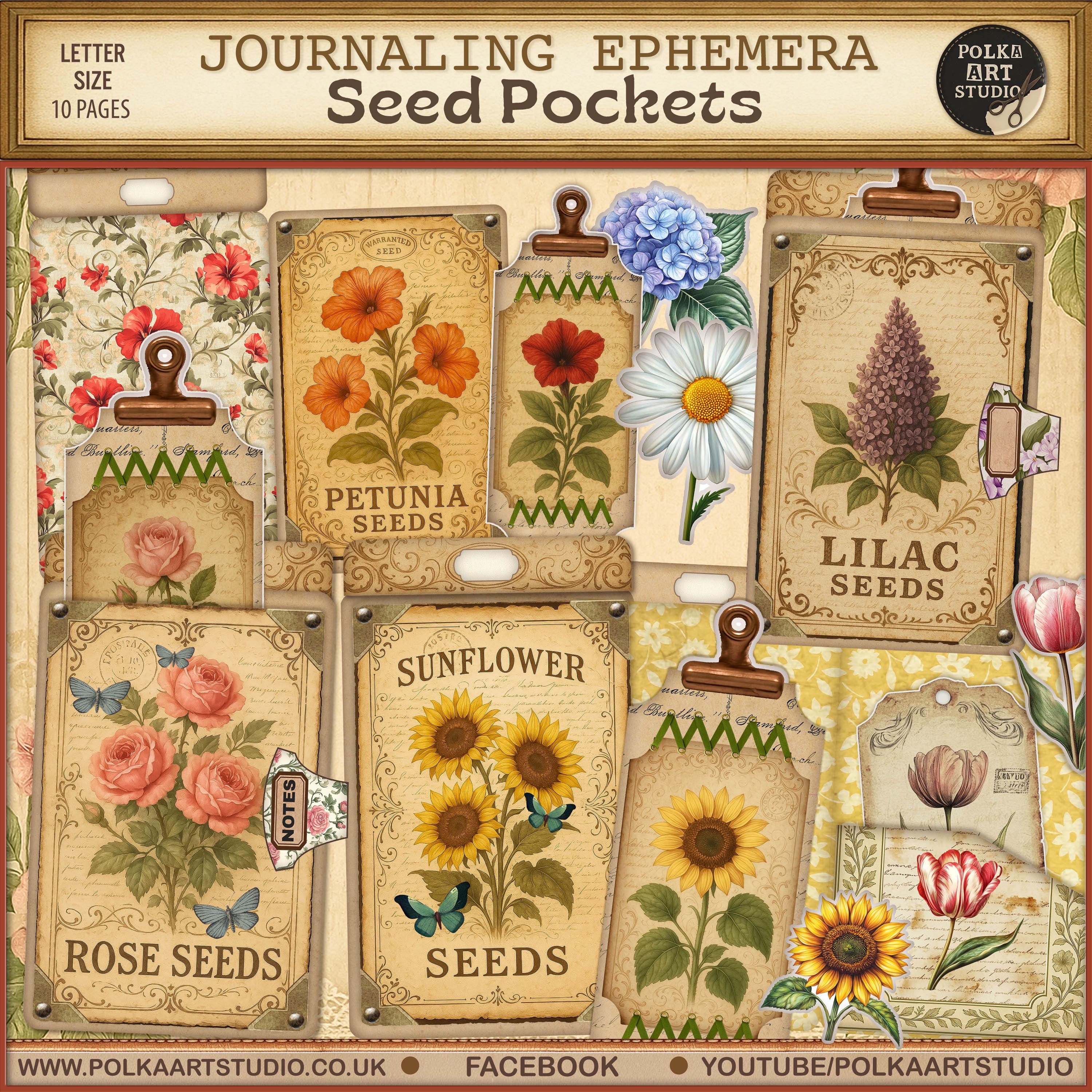 Vintage Seed Pocket Printables: Junk Journal Ephemera Kit (digital ...