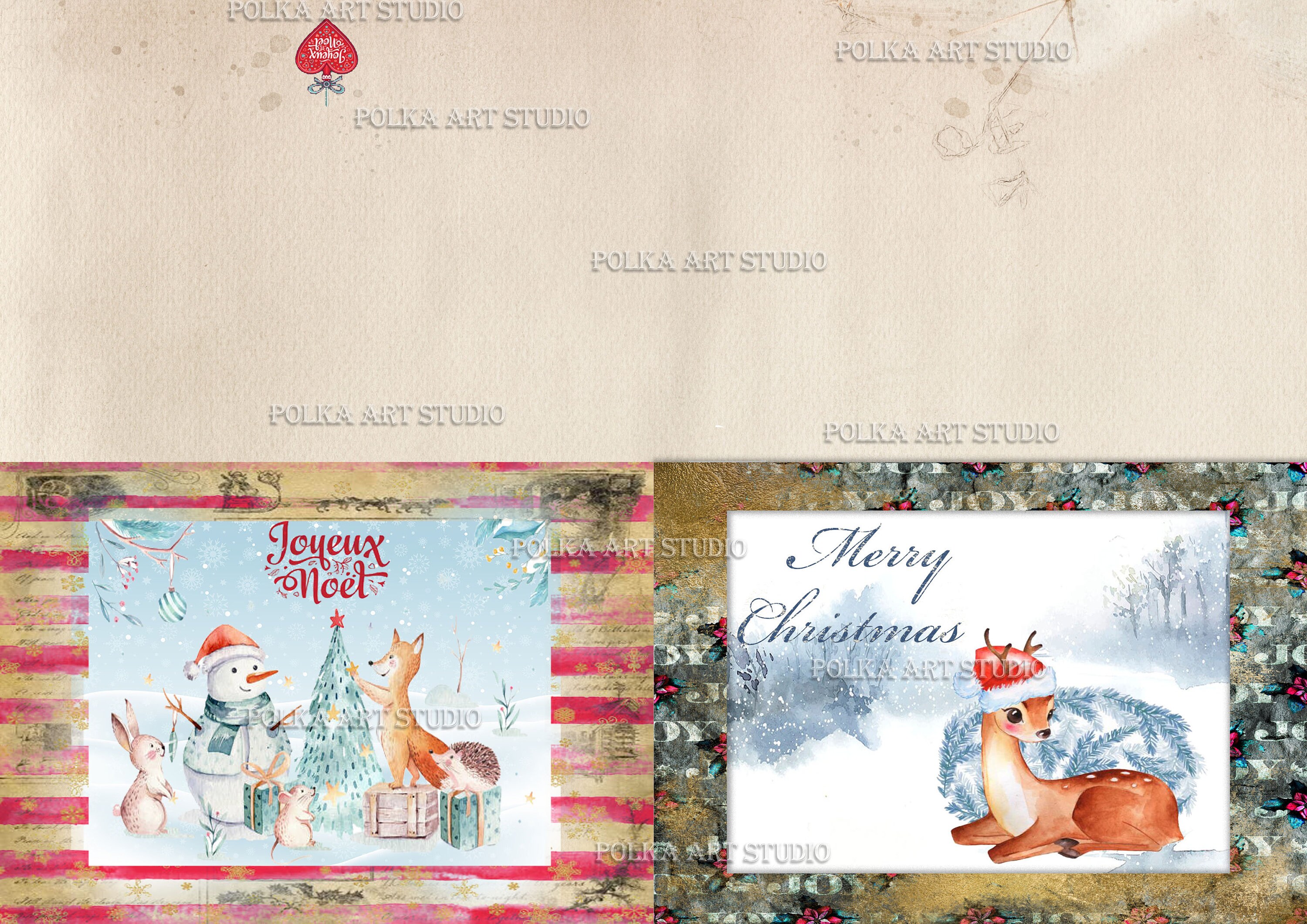 Printable Christmas Cards Pack Mix and Match let It | Etsy