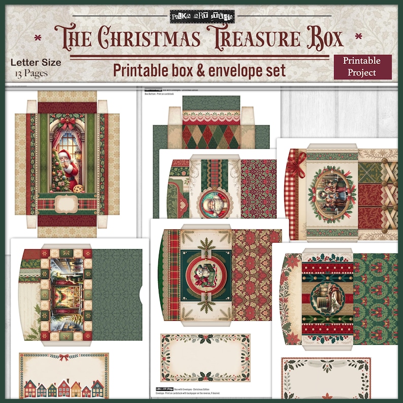 Digital Christmas Printable Paper Craft Project, Christmas Box With ...