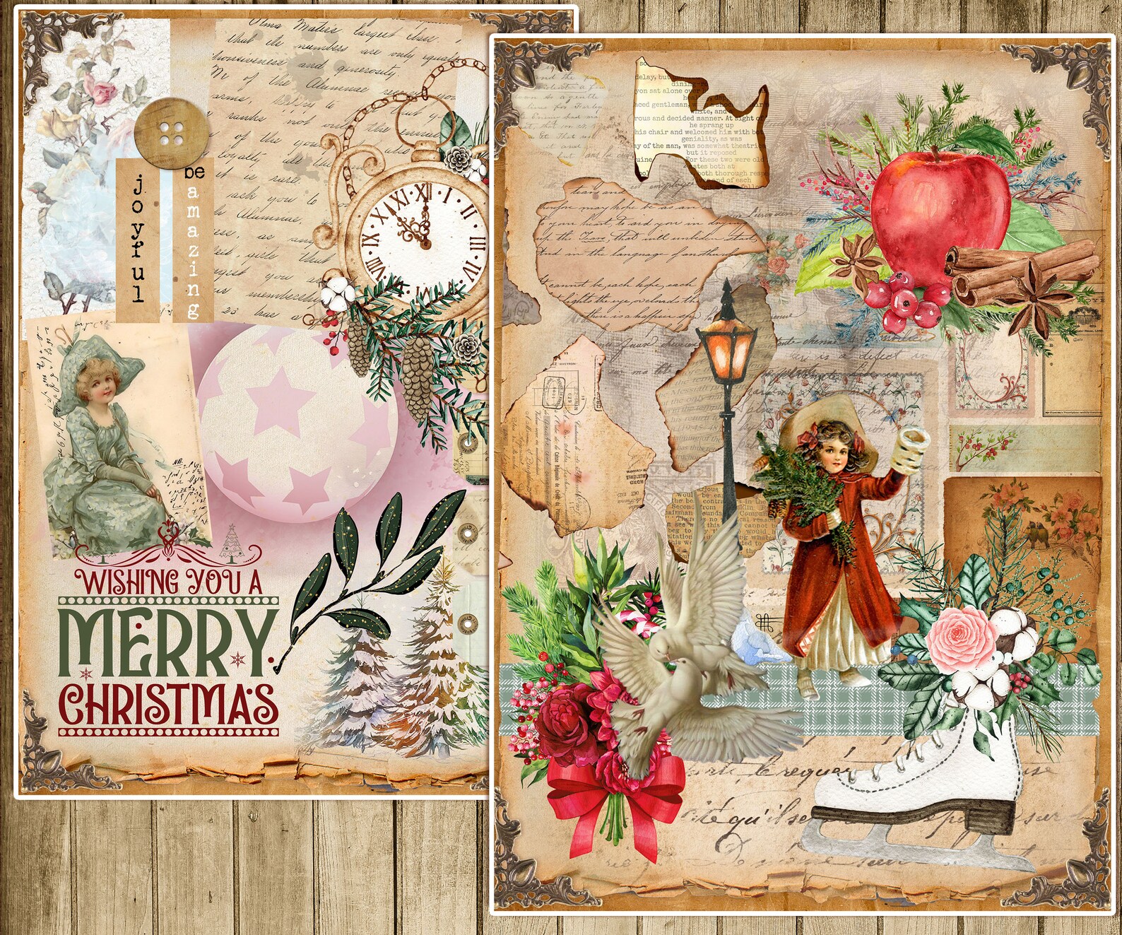 Junk Journal Christmas Scrapbook Paper 10 Digital Printable - Etsy UK