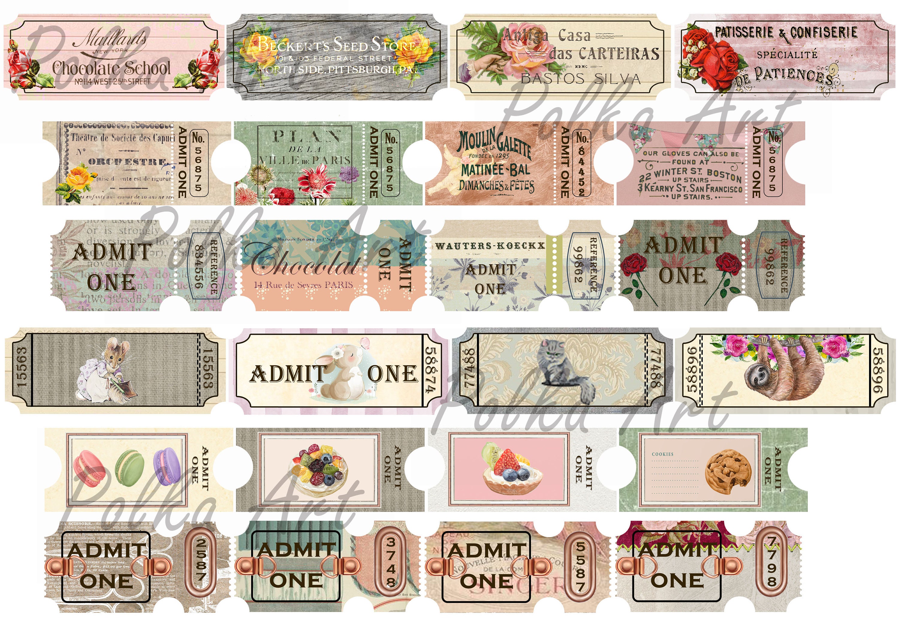 Vintage Ticket Ephemera: Junk Journal Printable (digital Download) - Etsy