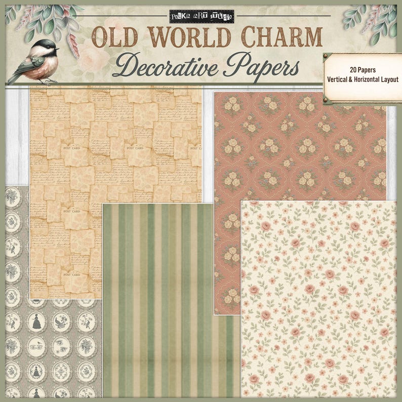 Digital Junk Journal Decorative Papers – Shabby Chic Vintage Digital ...
