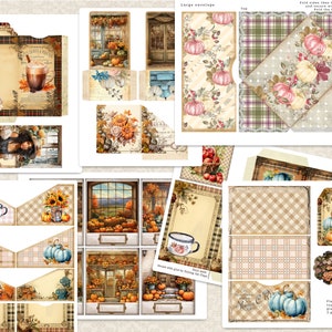 Digital Junk Journal Kit Fall, Autumn Pumpkin Harvest, Thanksgiving ...