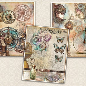 Scrapbook Paper Pack Steampunk Crafting Paper, Digi Kit, Printable ...