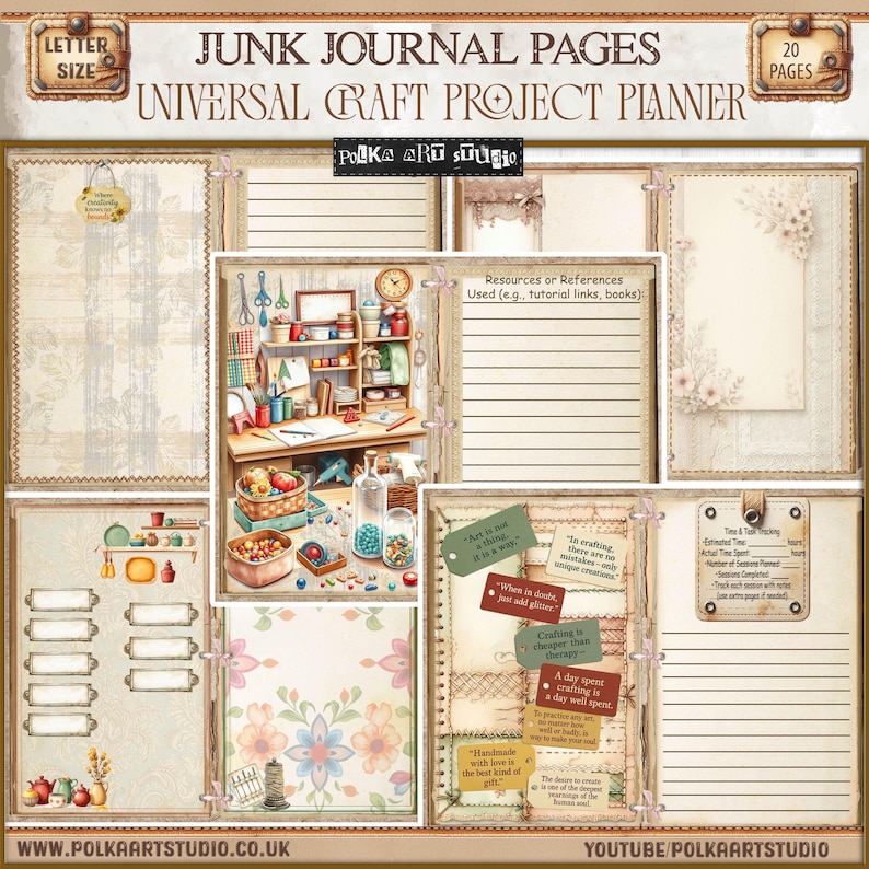 Vintage Crafting Planner: Junk Journal Kit (digital Download) - Etsy