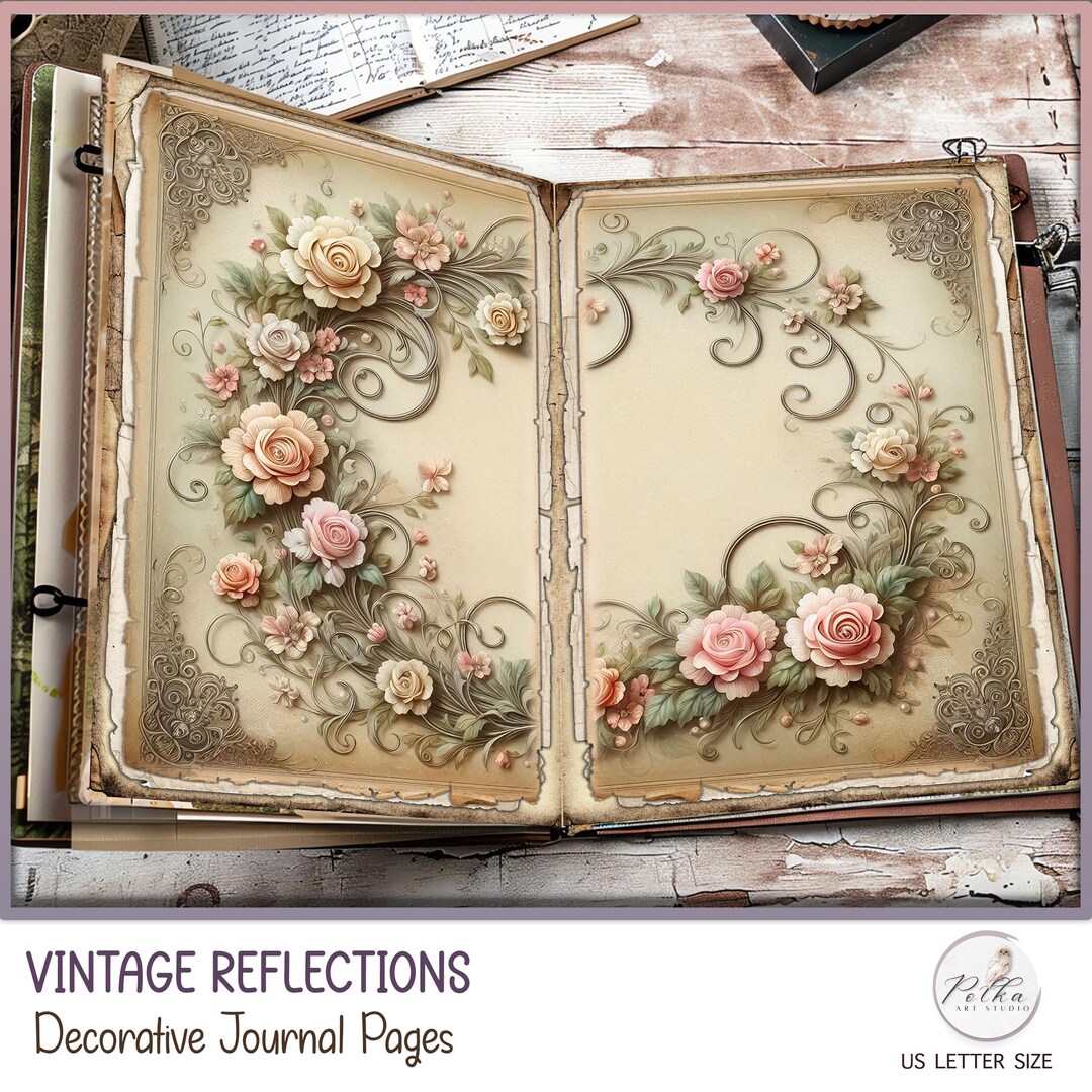 Vintage Digital Junk Journal Decorative Papers, Vintage Shabby Chic ...