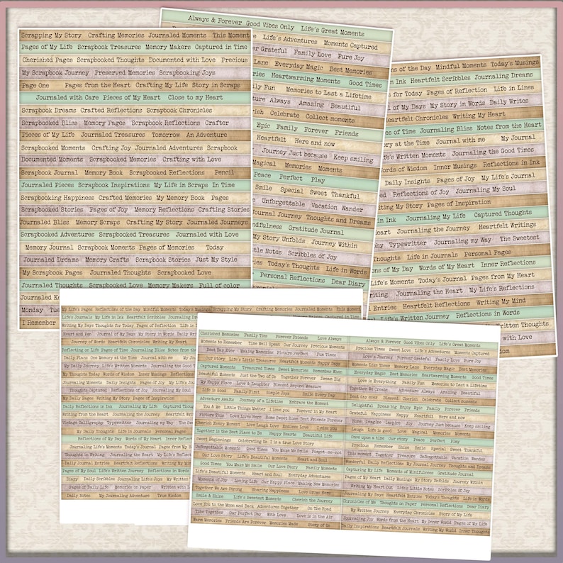 Digital Junk Journal Words Kit: Vintage Ephemera, Scrapbooking ...