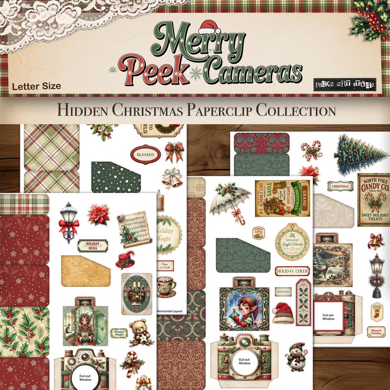 Digital Junk Journal Christmas Peekaboo Camera Hidden Paperclips ...