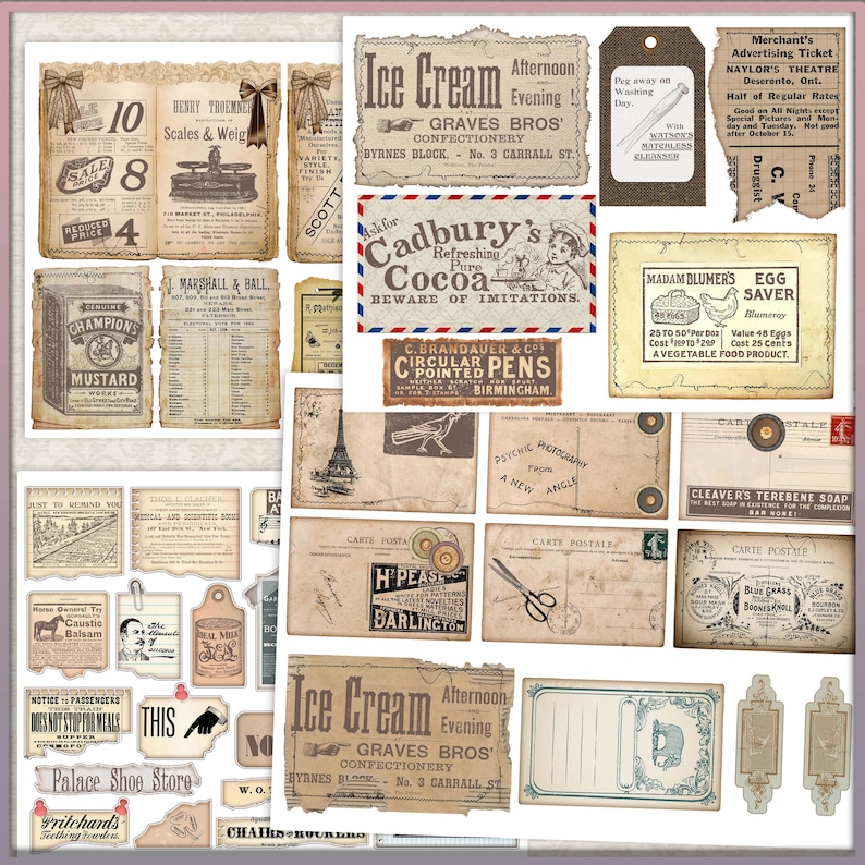 Vintage Ephemera: Victorian Adverts, Labels, Tags (digital Printable ...