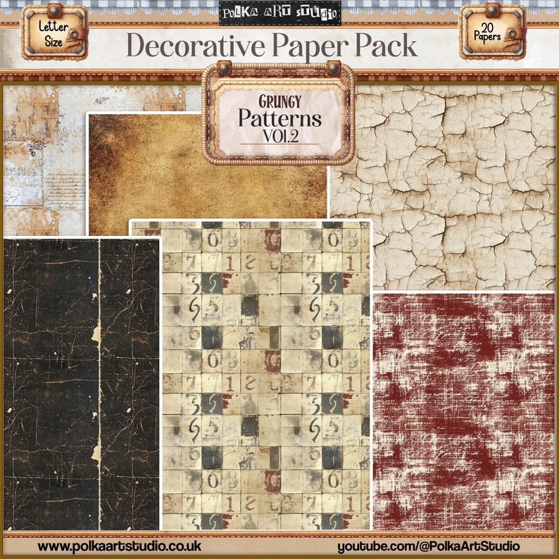 Grungy Vintage Paper Pack: Distressed Textures, Collage, Scrapbooking ...