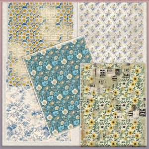 Digital Floral Junk Journal Decorative Paper Set, Decorative Printable ...