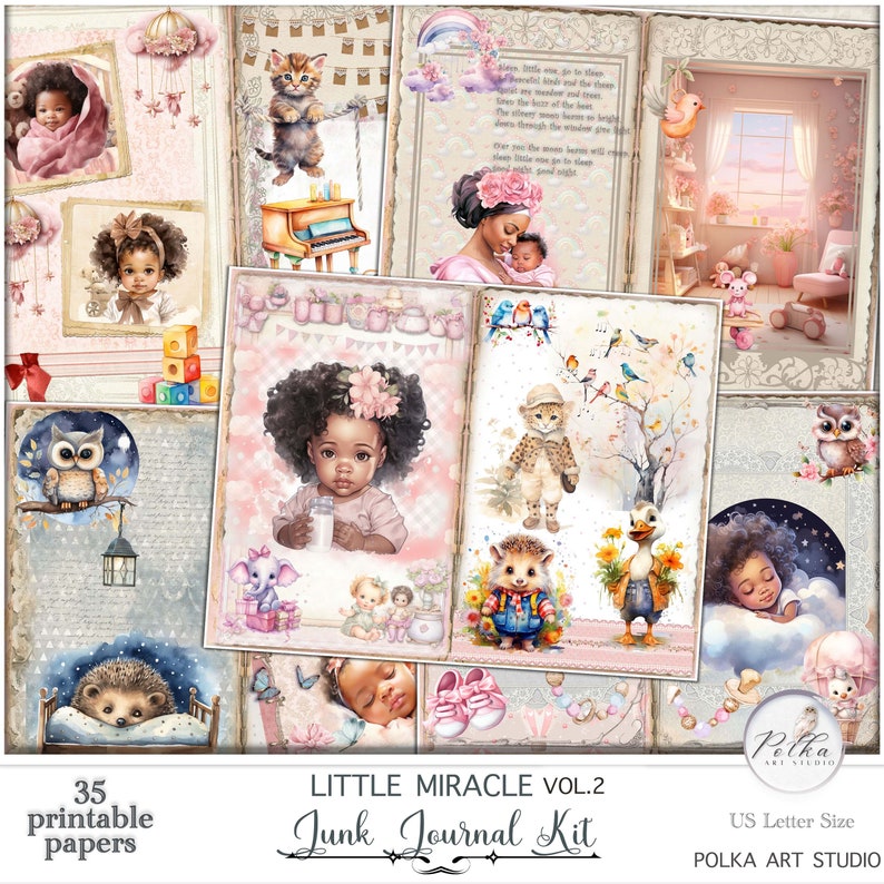 Shabby Chic African American Baby Girl Junk Journal Kit (printable) - Etsy