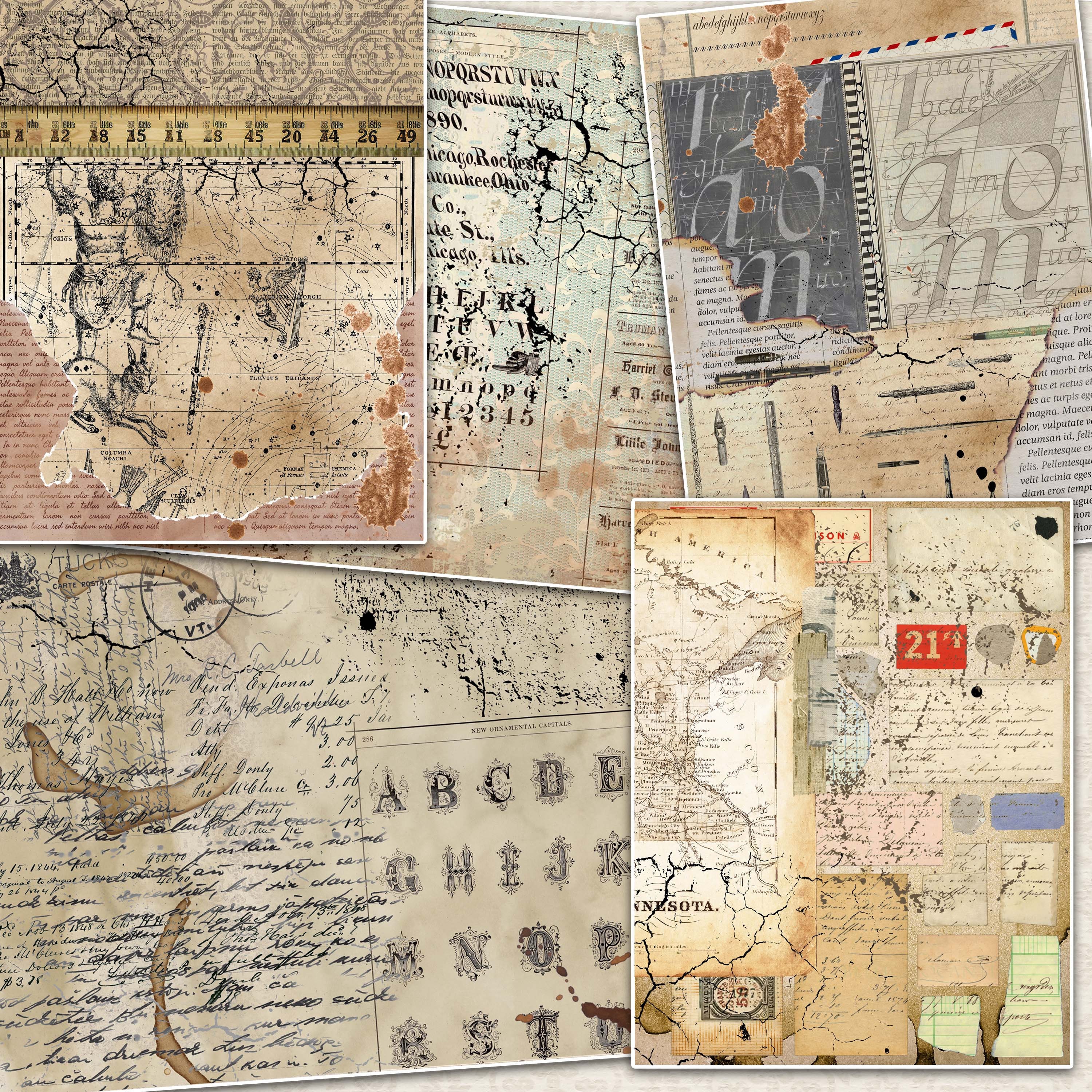 Vintage Grunge Junk Journal Kit: Neutral Tones Printable Pages (digital ...