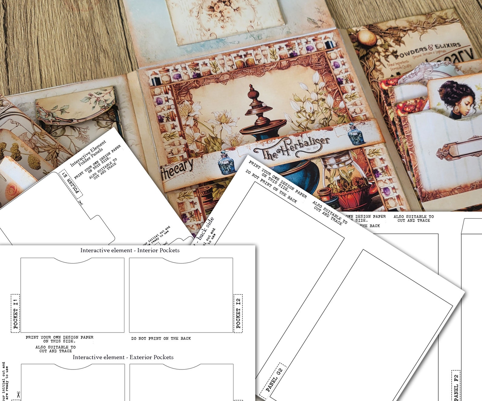 Junk Journal Folio Template: Trifold Booklet Outline (digital Download ...